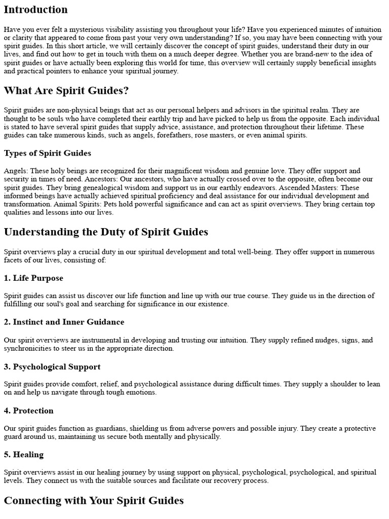 Understanding Spirit Guides and Their Roles | PDF