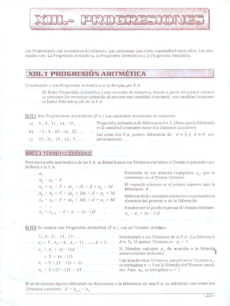 Mate 13 Progresiones | PDF