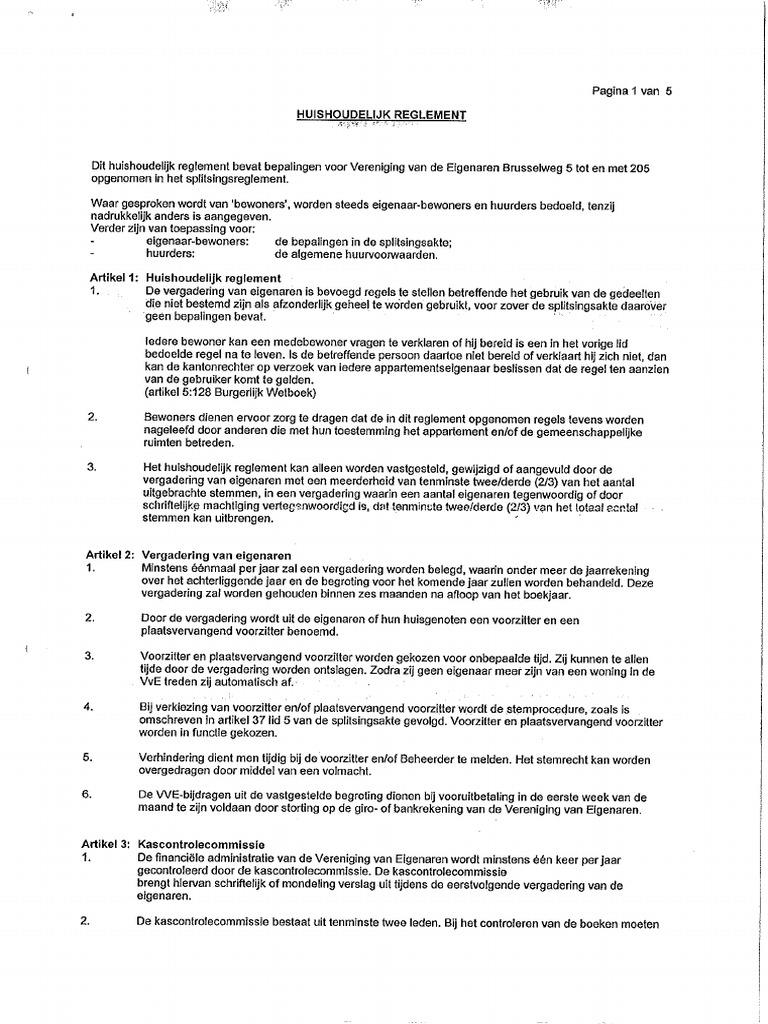 Huishoudelijk Reglement Brusselweg | PDF
