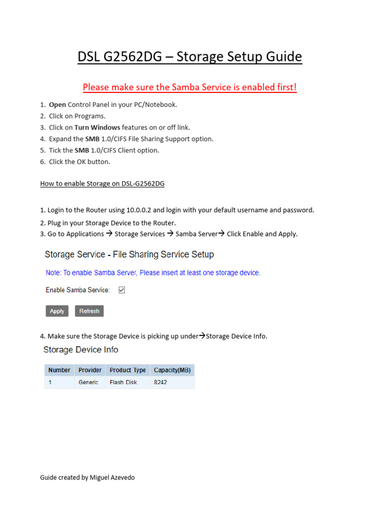DSL G2562DG - Storage Setup Guide-Final | PDF