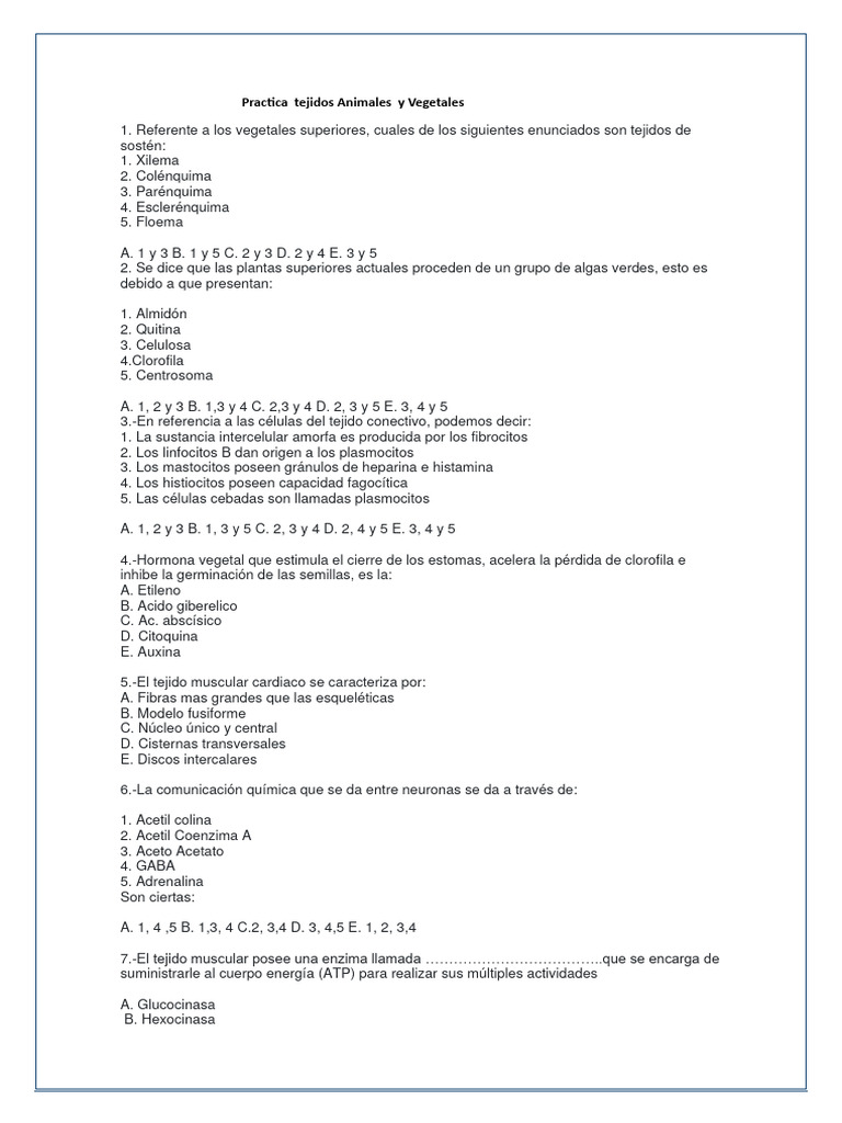 Practica Tejidos Animales y Vegetales | PDF | Ciencia y matemáticas