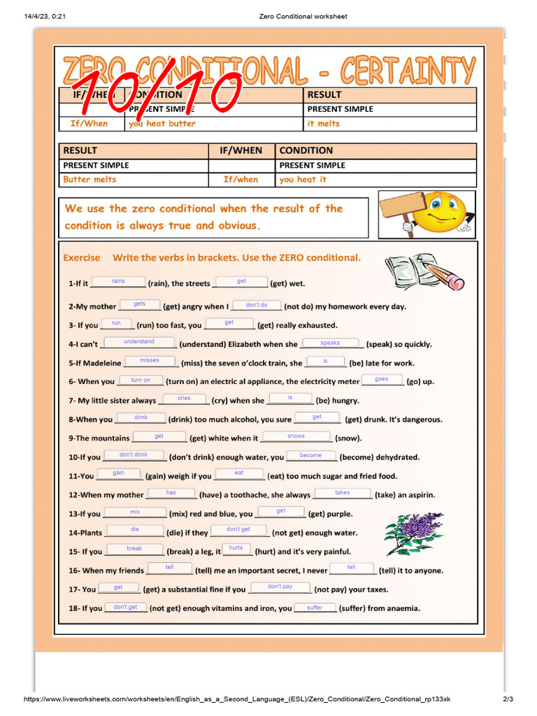 Zero Conditional Worksheet | PDF