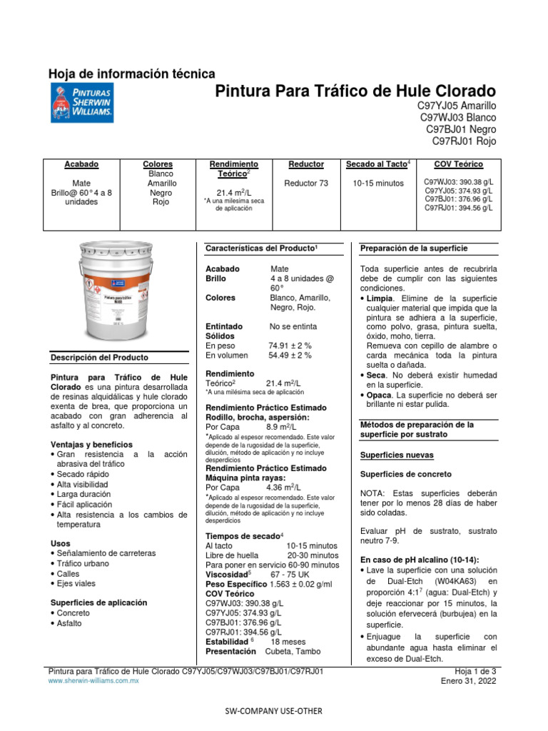 Línea C97 Pintura de Hule Clorado Trafico | PDF | Pintar | Cepillo