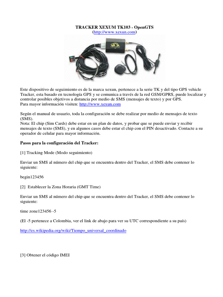 Tracker Xexum TK103 - OpenGTS | PDF