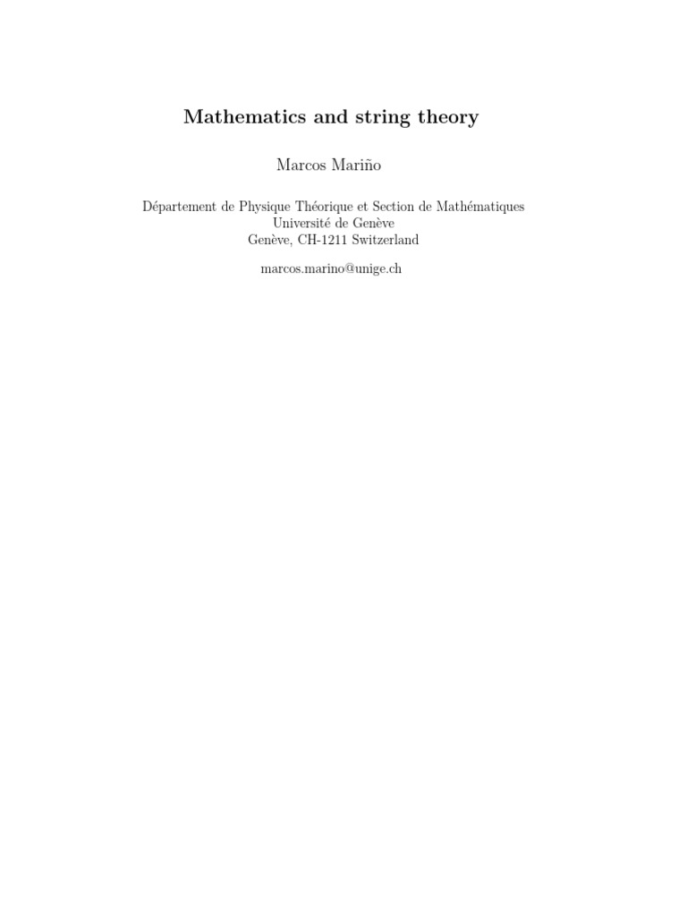 Mathematics in String Theory Explained | PDF | String Theory | Geometry