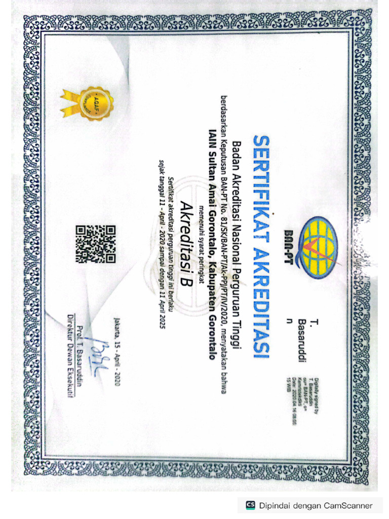 Sertifikat Akreditasi Kampus & Jurusan | PDF