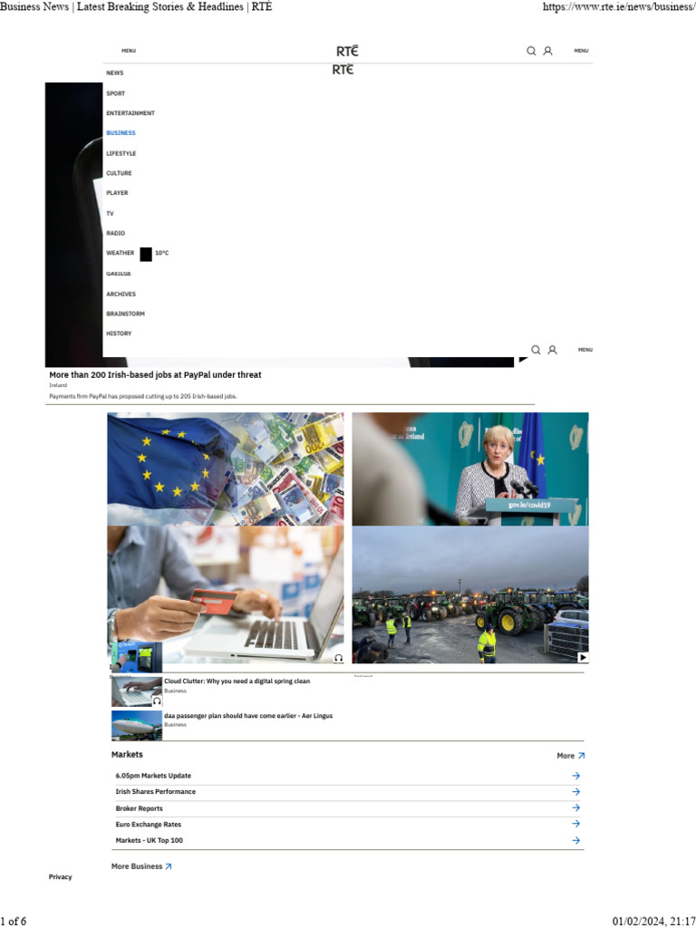 Business News Latest Breaking Stories & Headlines RTÉ | PDF