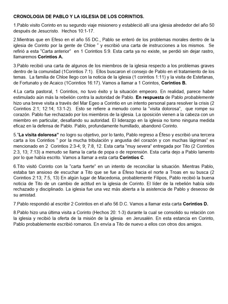 Cronologia de Pablo y La Iglesia de Los Corintios | PDF