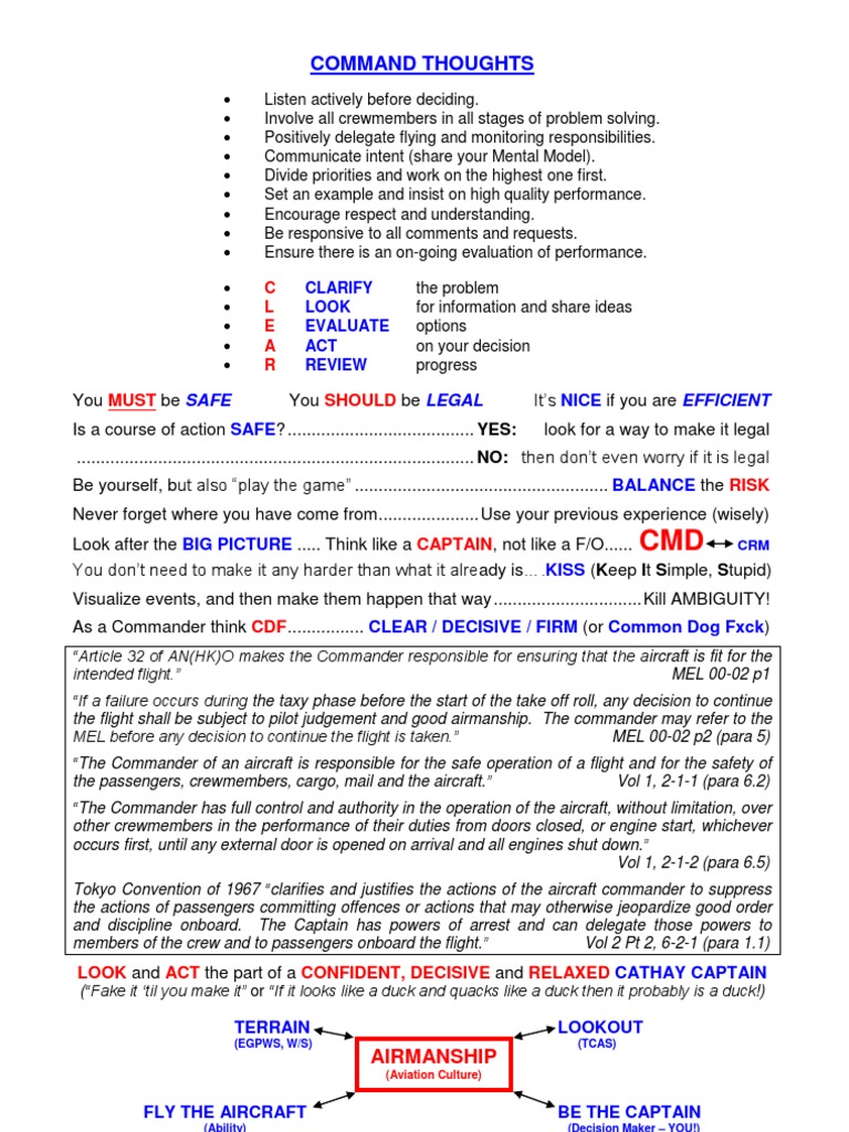 Command Thoughts Handout Colour | PDF | Aircraft | Aviation