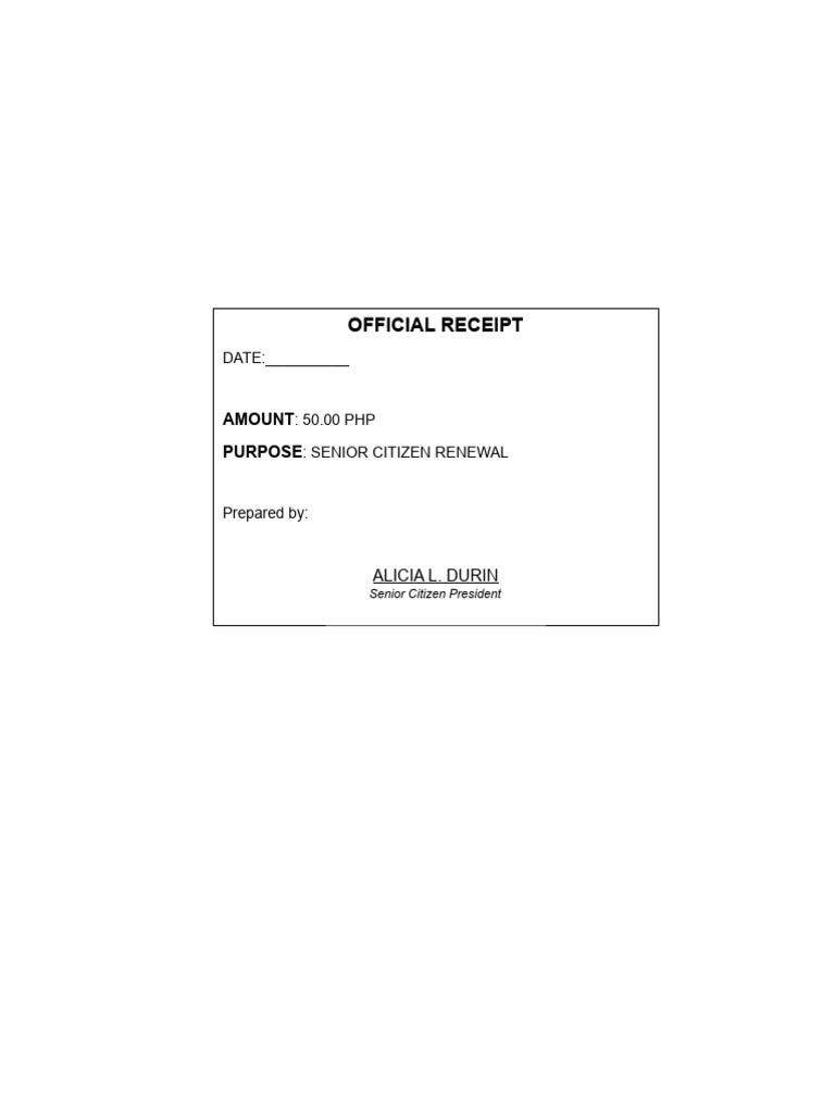 Official Receipt: Amount Purpose | PDF