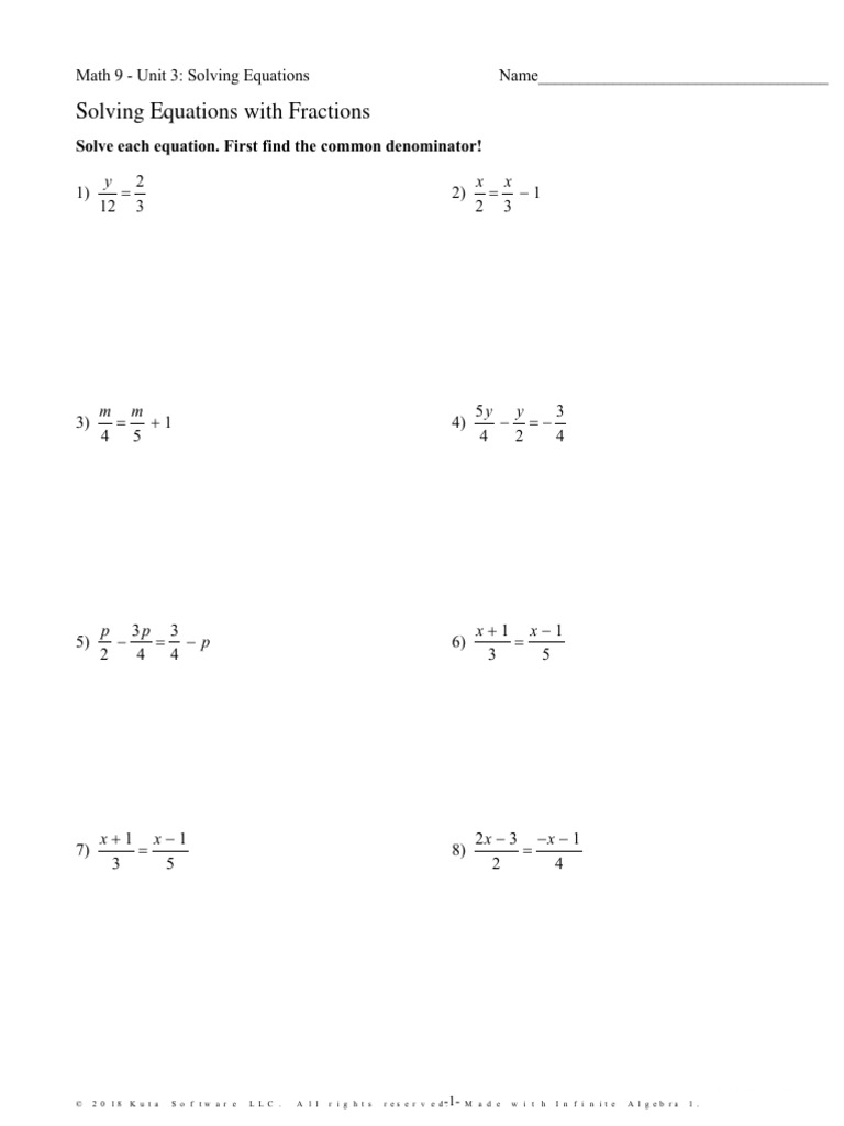 Solving Equations With Fractions | PDF