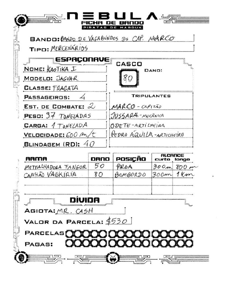 Exemplo Tripulação Nebula RPG | PDF