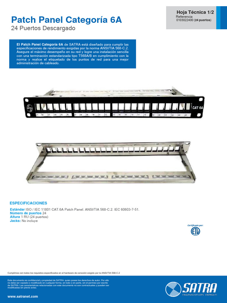 Patch Panel Modular Cat6A Descargado | PDF