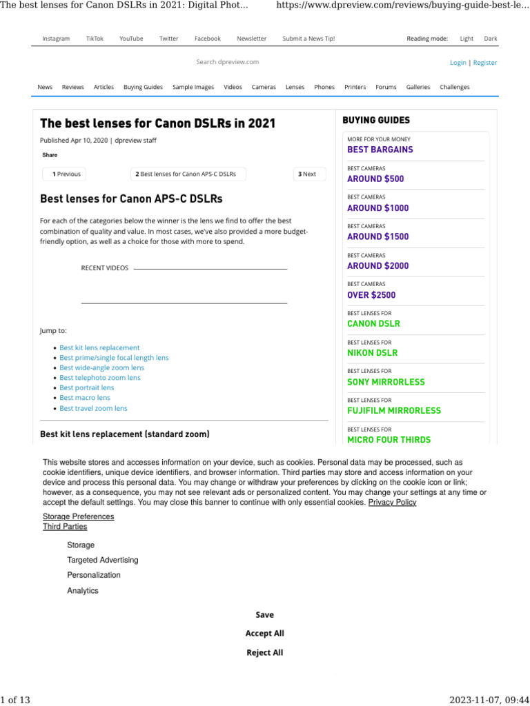 The Best Lenses For Canon DSLRs in 2021 Digital Photography Review - APS-C | PDF | Camera Lens ...