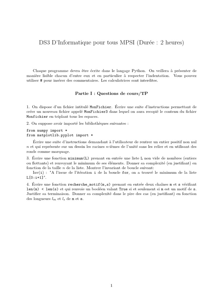 DS3 Mpsi 2018-2019 | PDF