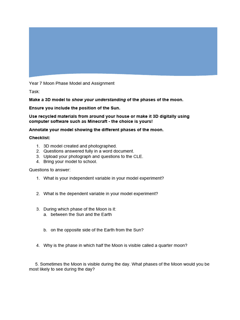 Moon Phase Model | PDF