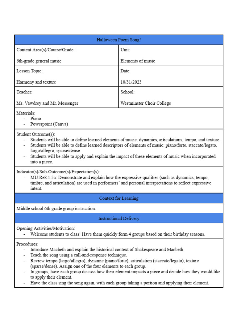 Poem Lesson Plan-2 | PDF