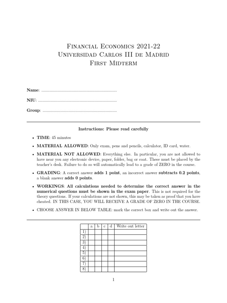 First Midterm 2021 | PDF | Finance & Money Management | Art