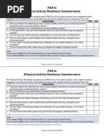 PAR-Q Questionnaire For Physical Fitness Test | PDF