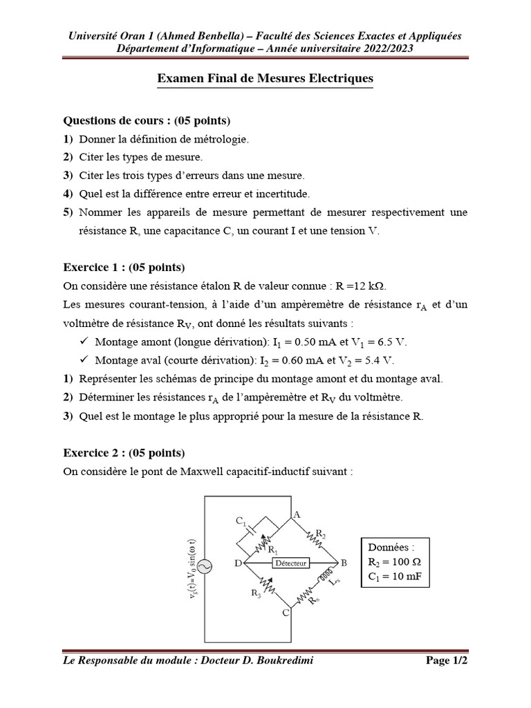 Examen Mesures | PDF