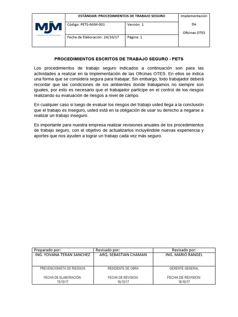 8 - Procedimiento de Trabajo Seguro | PDF | Tecnología