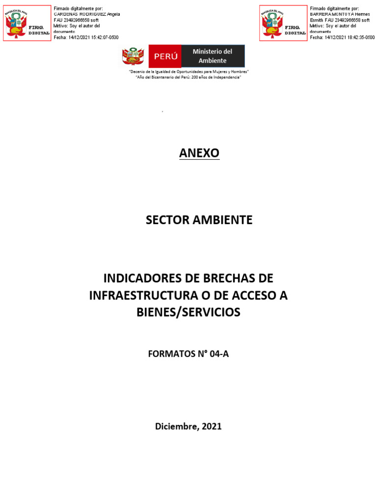 Anexo Rm. 238-2021-Minam - (Formatos 4-A de Los Indicadores 5 y 15) PDF | PDF
