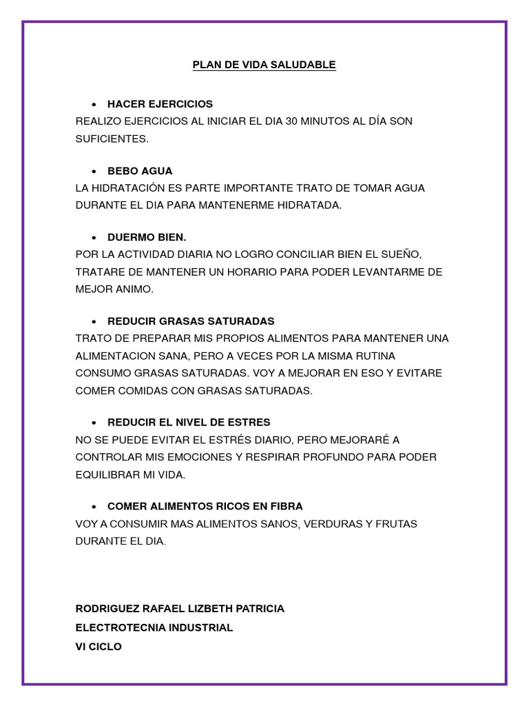 Plan de Vida Saludable | PDF