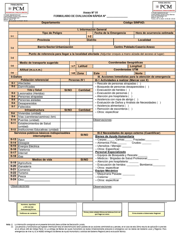 ANEXO N°01 - Formulario-Evaluacion-Rapida | PDF