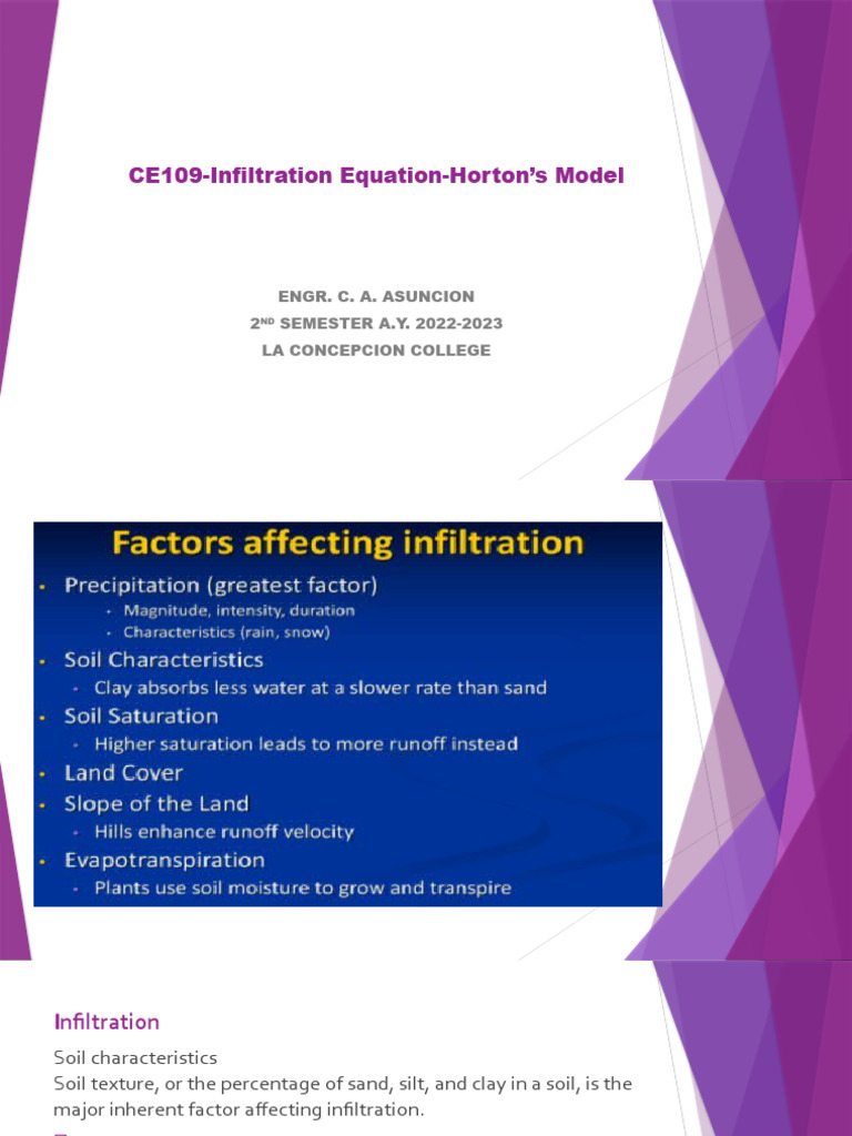 Horton’s Infiltration Equation Analysis | PDF | Soil | Geomorphology
