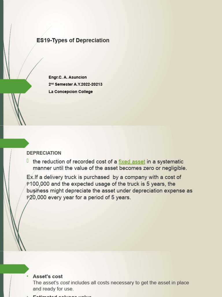 ES19 Depreciation April 19,2023 | PDF | Depreciation | Investing