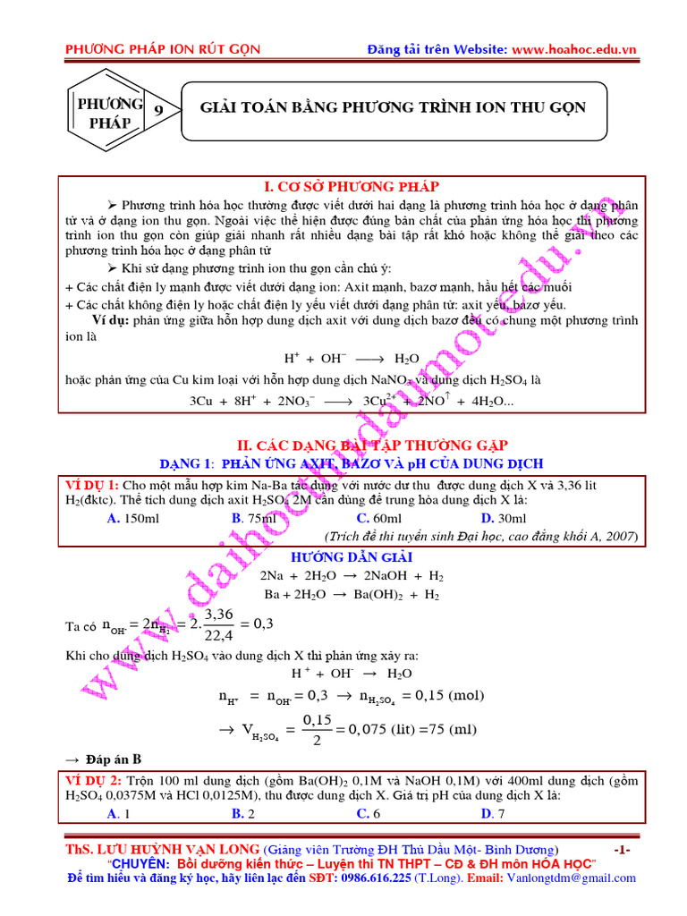 (123doc) - Huong-Dan-Giai-Nhanh-De-Thi-Hoa-9-Ion-Rut-Gon | PDF