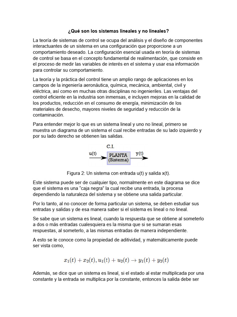 Qué Son Los Sistemas Lineales y No Lineales | PDF