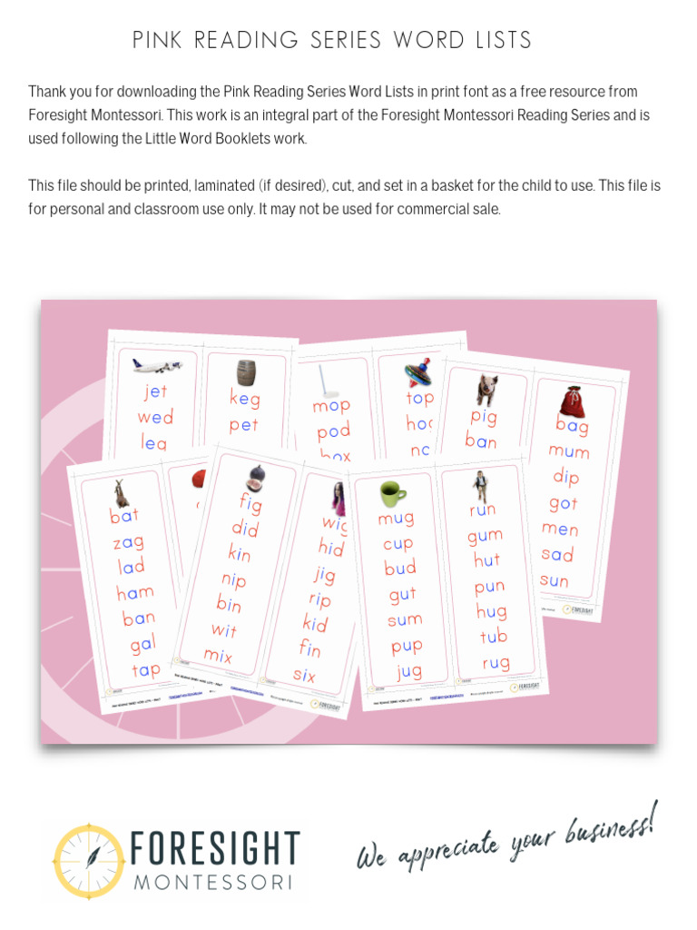 Pink Reading Word Lists Print Foresight | Download Free PDF | Copyright ...