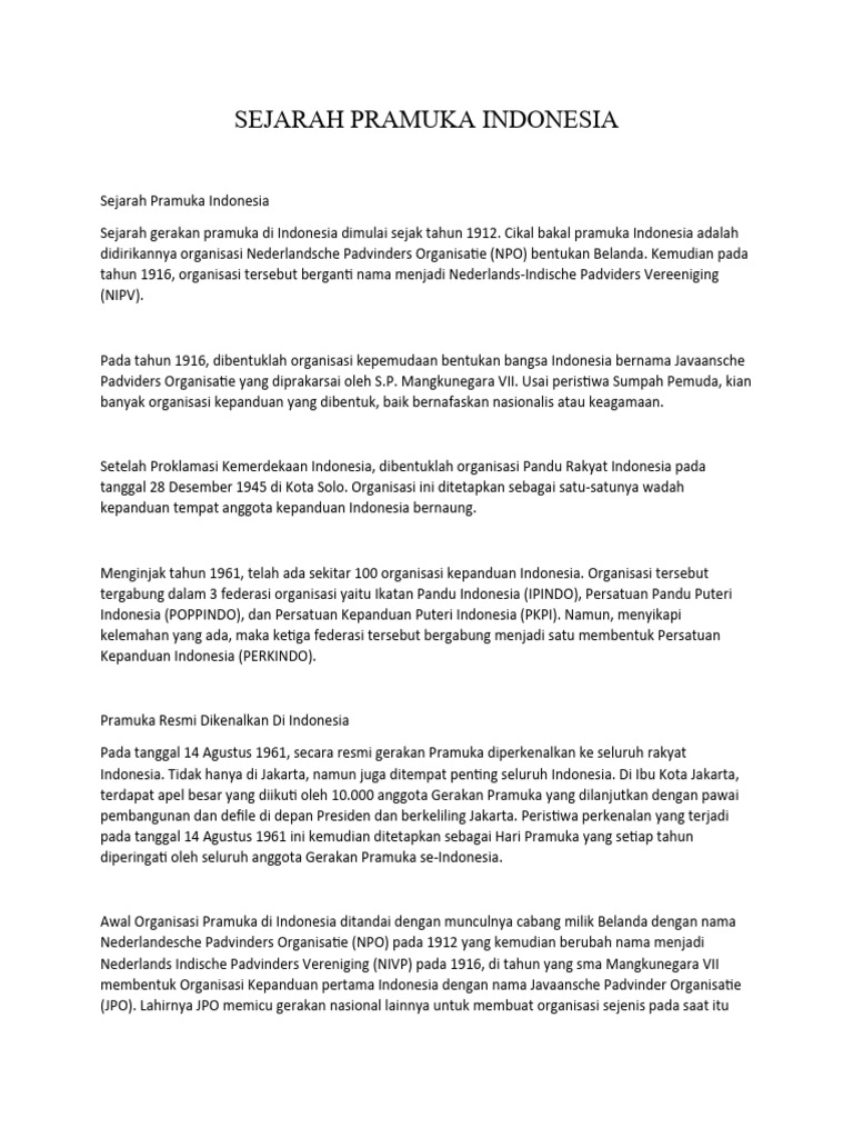 Sejarah Pramuka Indonesia | PDF
