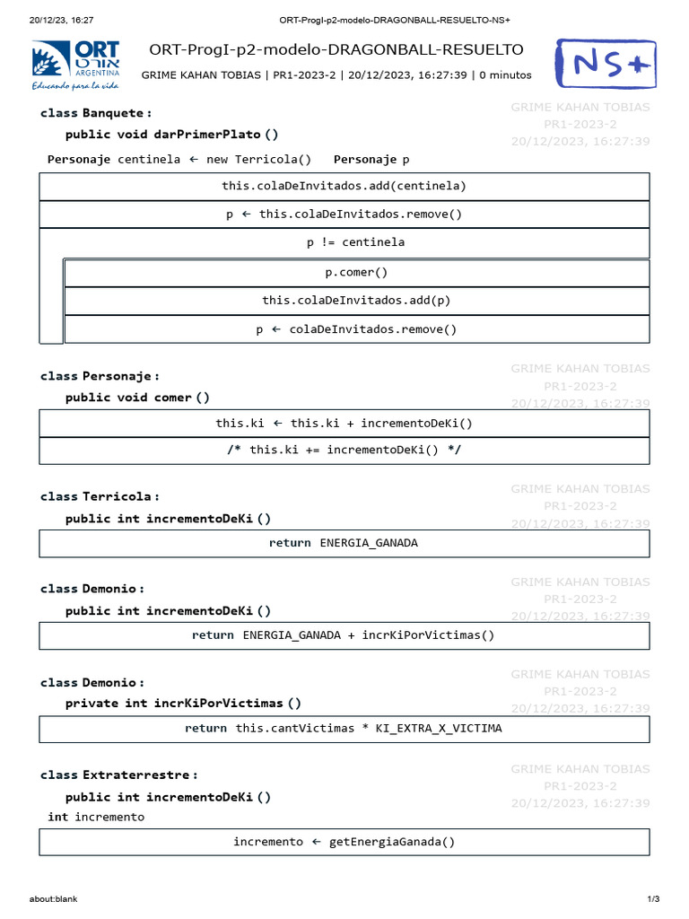 Ort Progi p2 Modelo Dragonball Resuelto NS+ | PDF