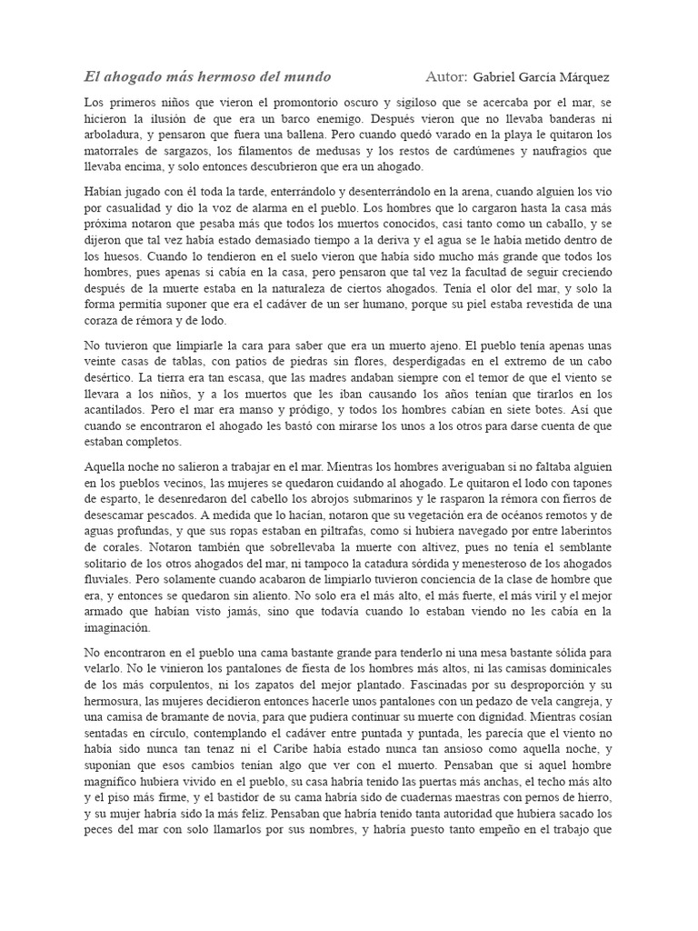 El Ahogado Más Hermoso Del Mundo Autor - Gabriel García Márquez-1 | PDF