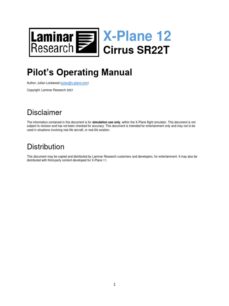 X-Plane Cirrus SR22 Pilot Operating Manual | PDF | Aviation | Transport