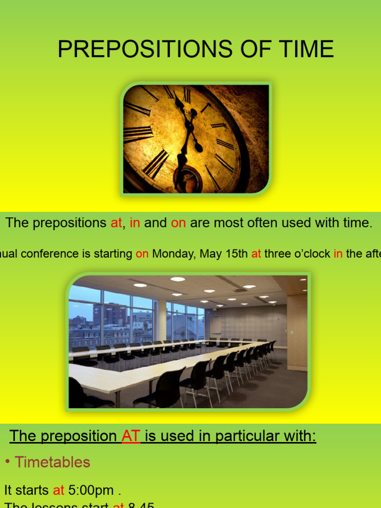 Time Prepositions Explained | PDF | Lunch | Linguistic Morphology