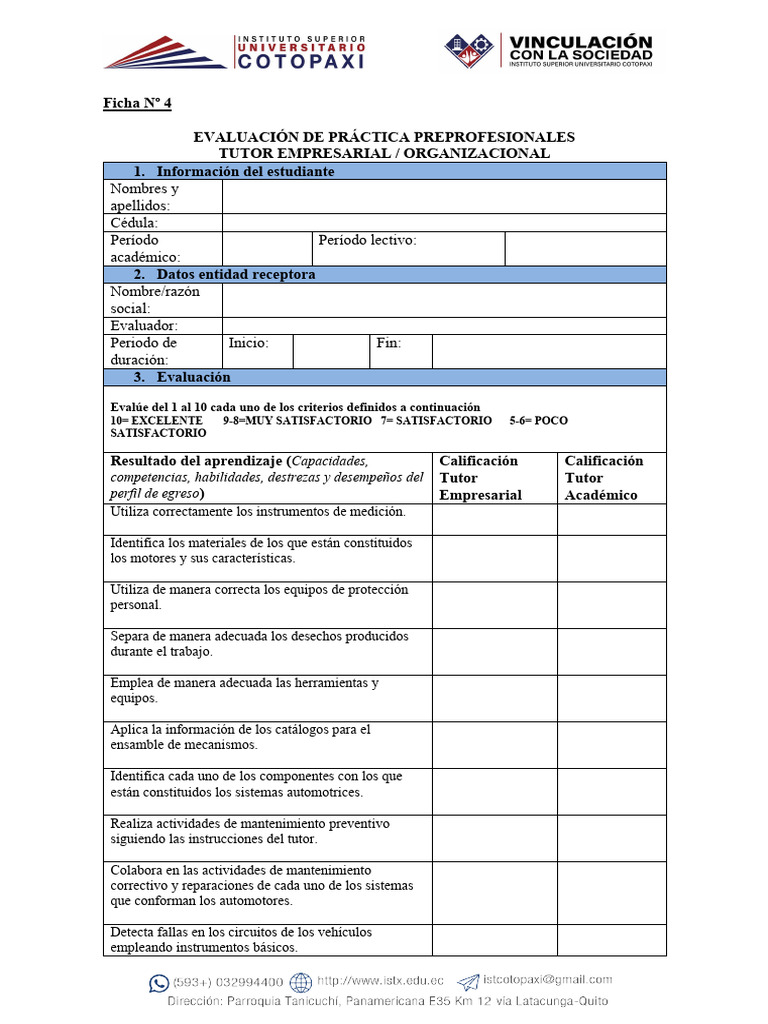 Ficha 4 - Evaluación Tutor Empresa TMRMDG | PDF