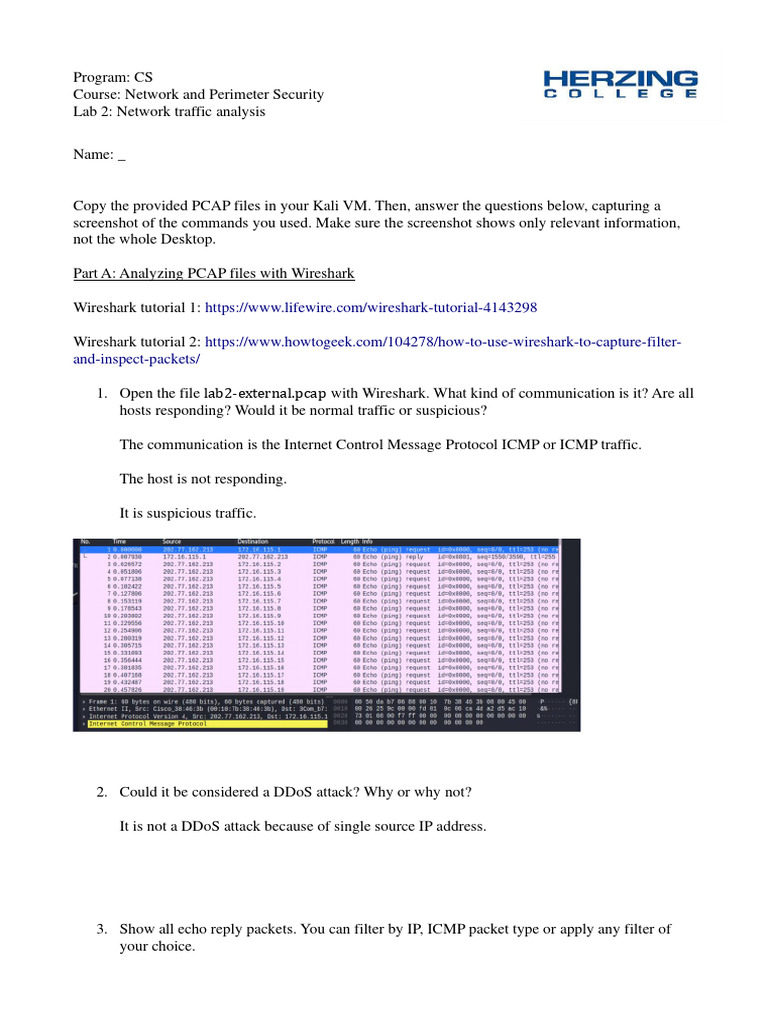 Lab 2 Network Traffic Analysis | PDF