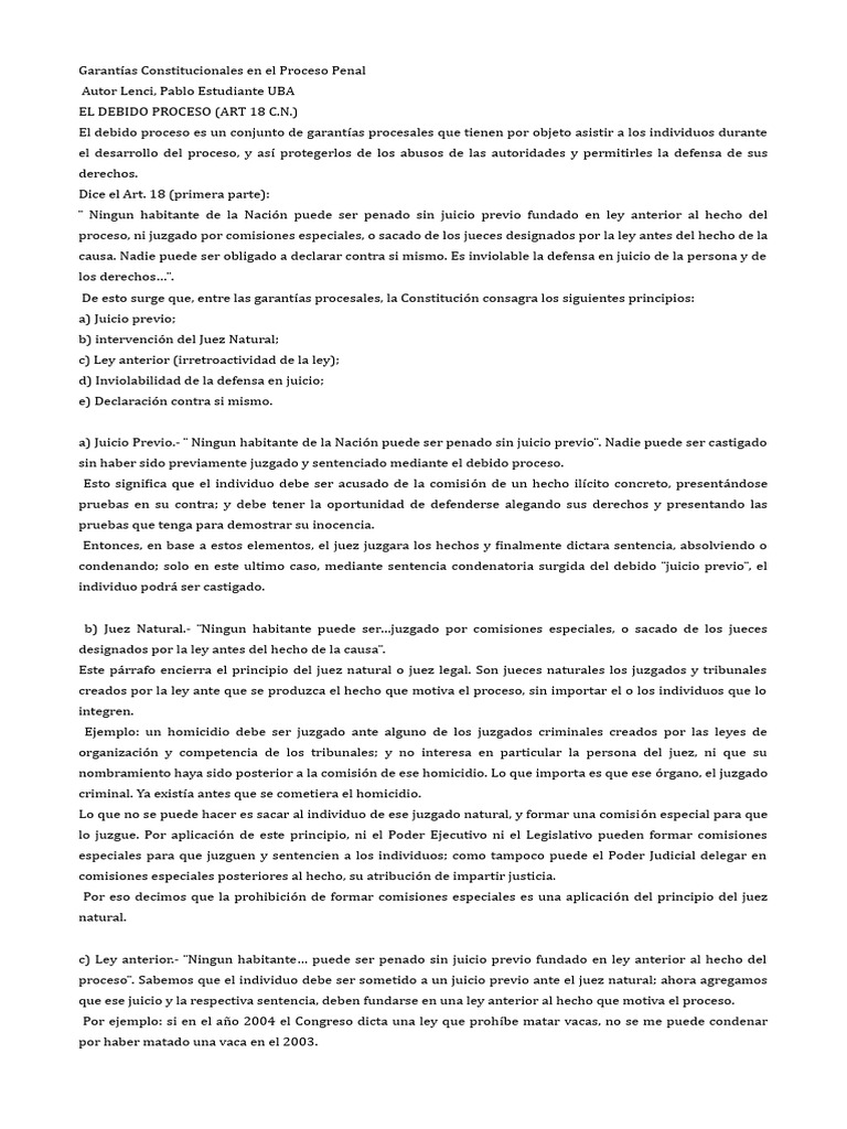 Garantías Procesales en El Derecho Penal | PDF