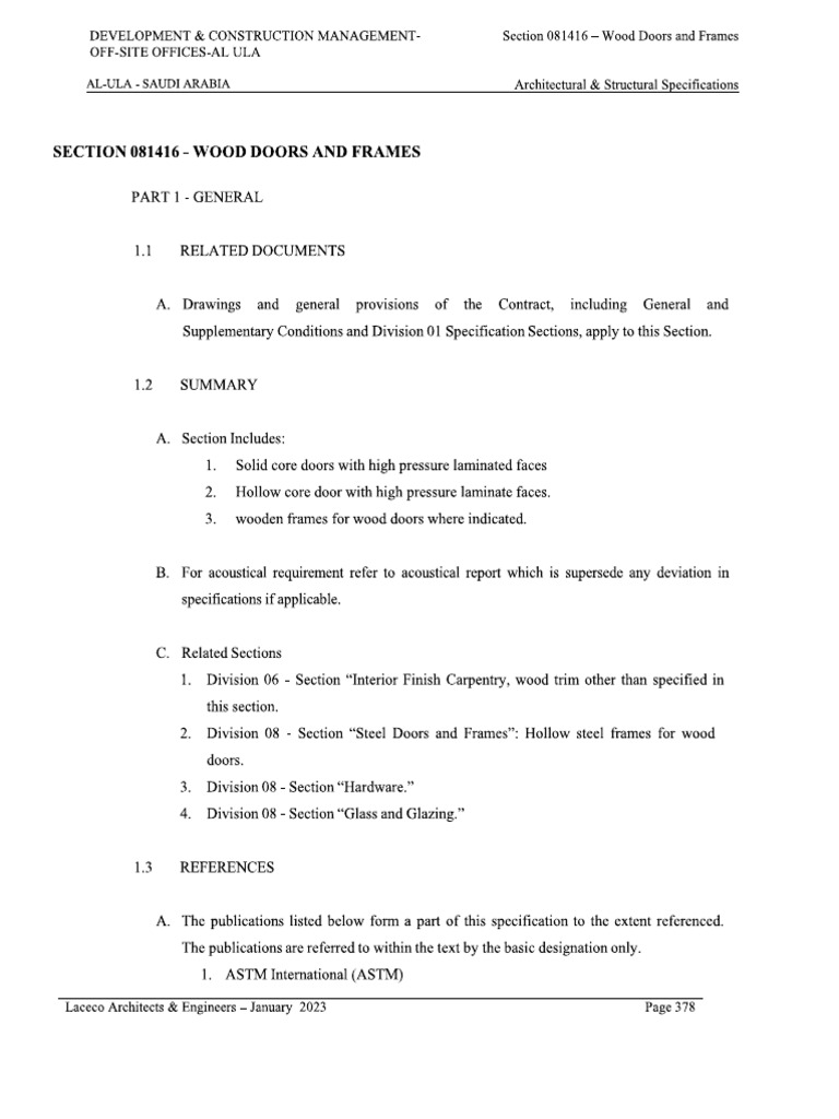Section 081416 - Wooden Doors & Frames | PDF