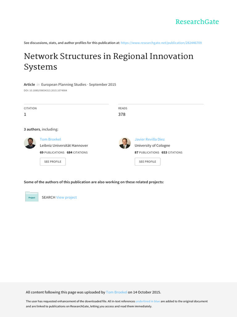 Network Structures in Regional Innovation Systems | PDF