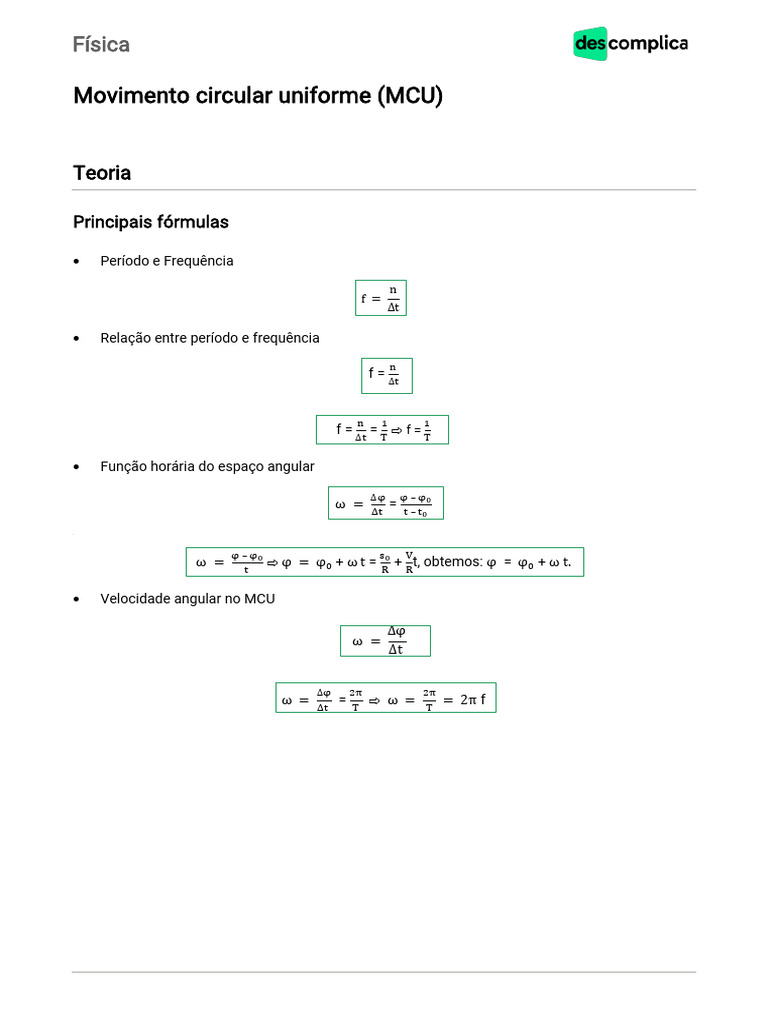 Aprofundamento-Física-Movimento Circular Uniforme (MCU) - 11-04-2023 ...
