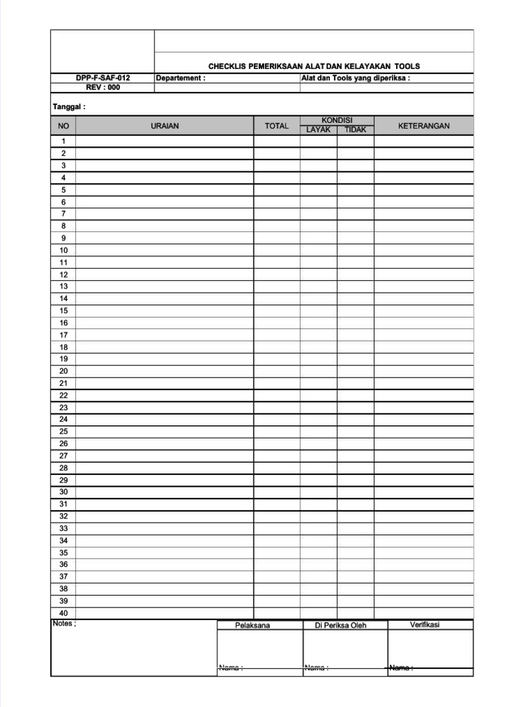 Pdf 127 Form Checklist Pemeriksaan Alat Dan Kelayakan Tools Compress