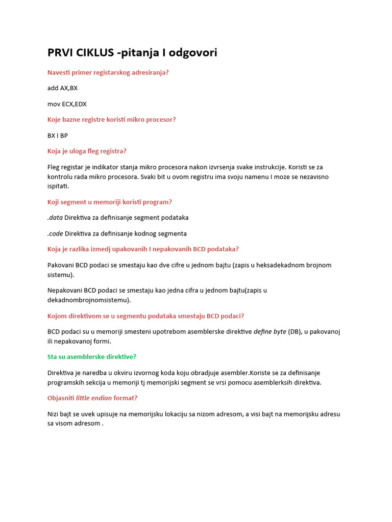 Racunarski Sistemi Q&A | PDF