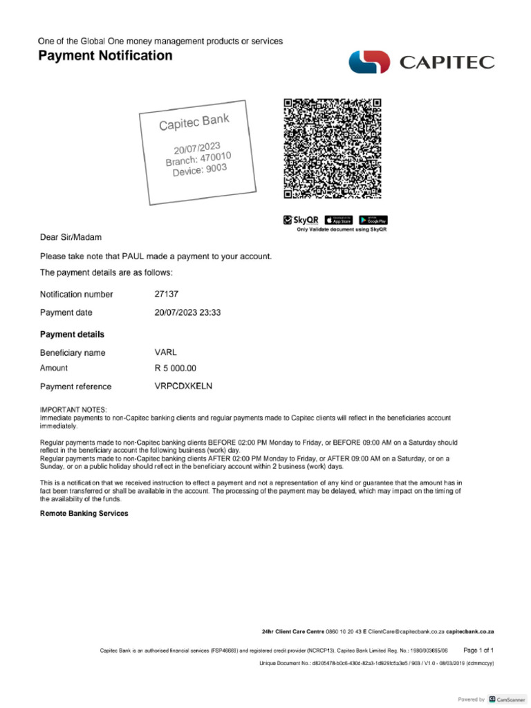 Payment Notification | PDF