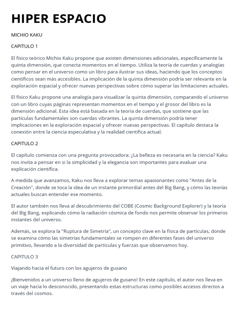 Libro Hiper Espacio | PDF