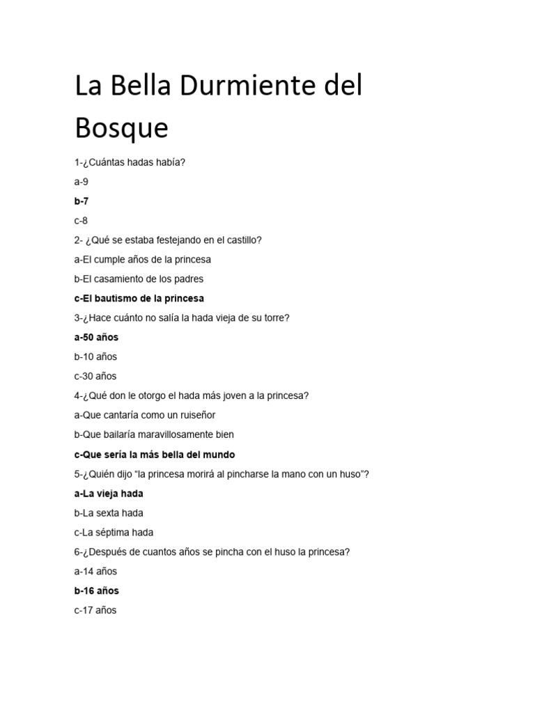La Bella Durmiente Del Bosque Pdf