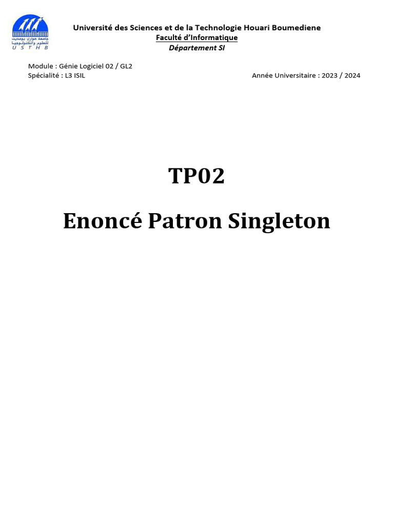 TP02-GL2-Enonce Patron Singleton v3 | PDF
